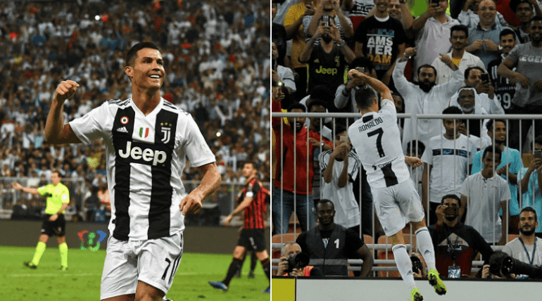 Crowd erupts shouting "SIIIII" when Ronaldo did his trademark ...
