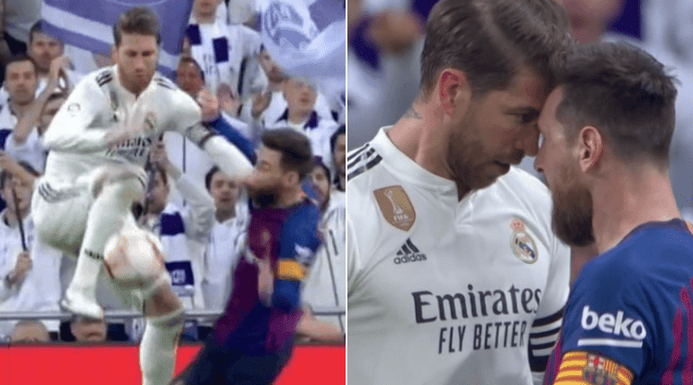 Messi-Ramos fight in the El Clasico clash at Santiago Bernabeu - The ...