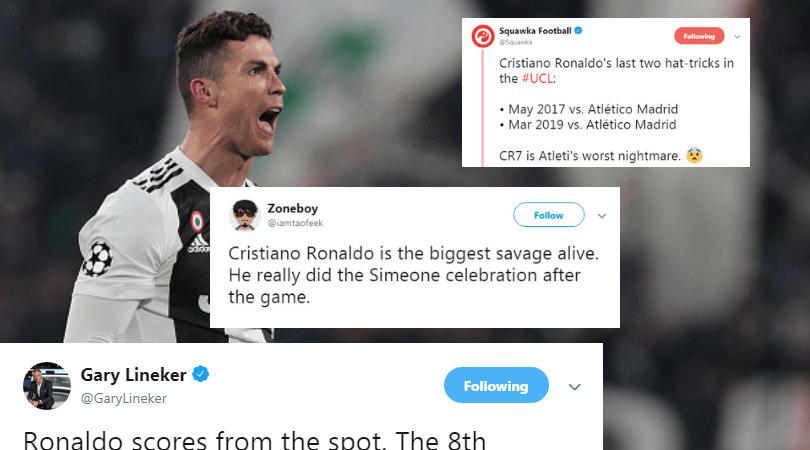 Twitter reactions on Juventus vs Atletico: Ronaldo bags hattrick to ...