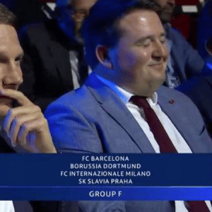 Slavia Prague delegates comical reaction to drawing the Champions ...