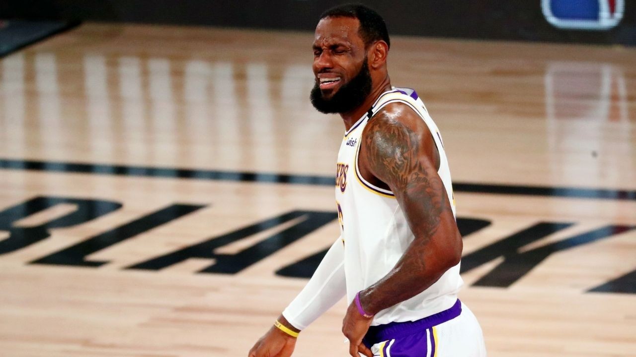"LeBron James chills in the backcourt the entire play as Lakers attempt ...