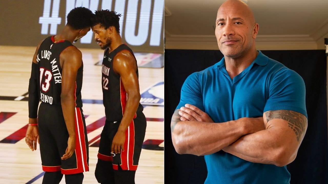 "Dwayne Johnson invites Heat stars Jimmy Butler and Bam Adebayo on a ...