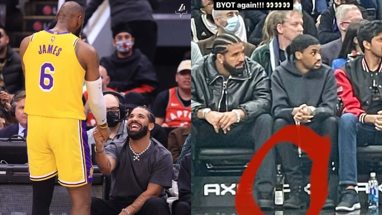 "LeBron James went wild while Drake sat courtside with a bottle of ...