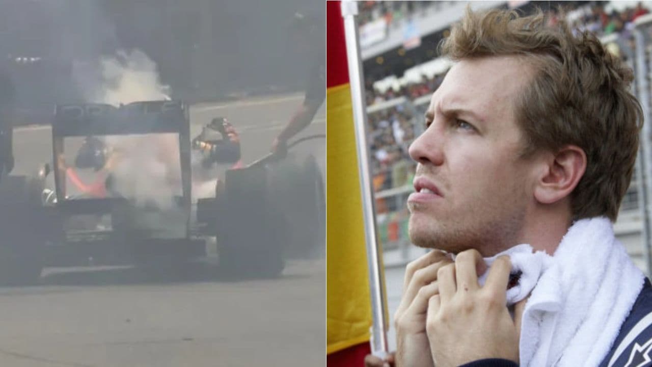 Watch: Sebastian Vettel’s Championship Winning Red Bull Catches Fire in ...