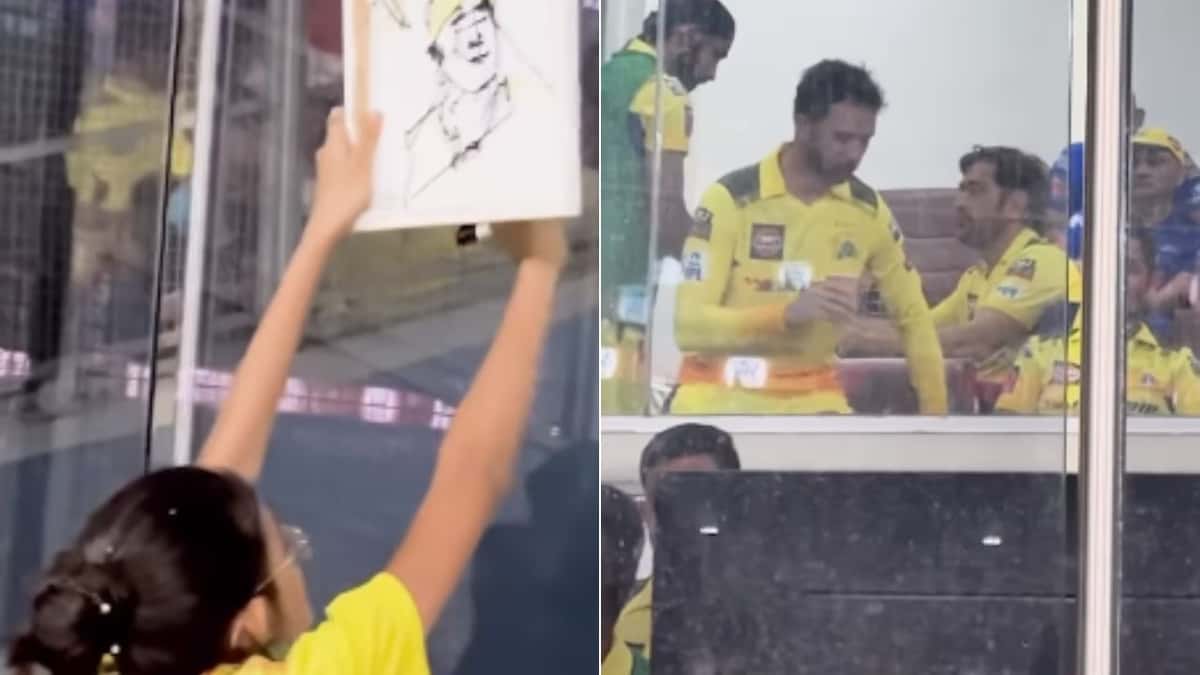 Upon Receiving The MS Dhoni Autograph On Her Canvas Painting, School ...