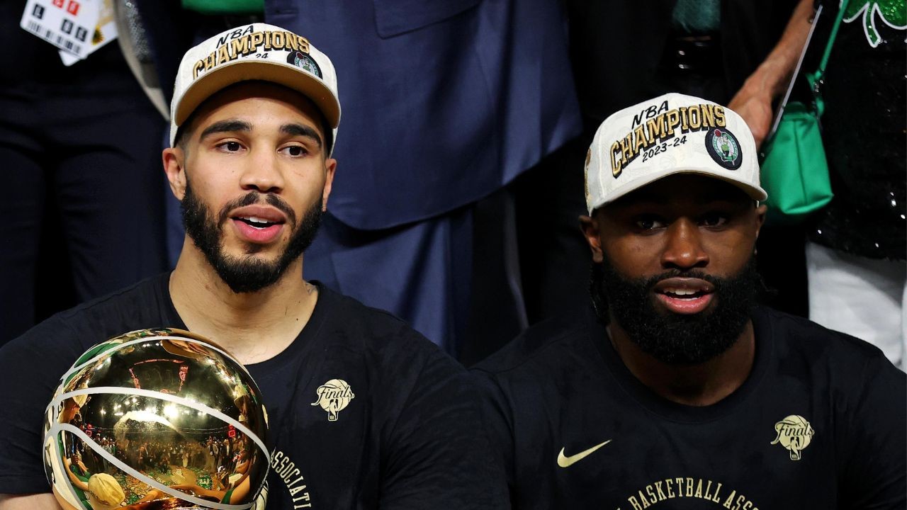 Jayson Tatum Reveals the 4-Word Message He Had For Jaylen Brown On The Finals Podium Following ...