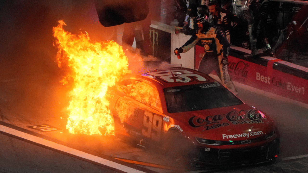 What Caused The Massive Fire Between Daniel Suarez and Denny Hamlin at ...